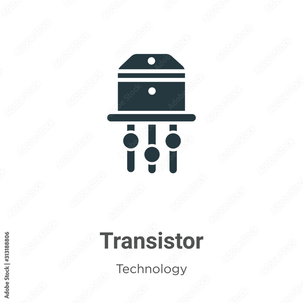Transistor glyph icon vector on white background. Flat vector ...