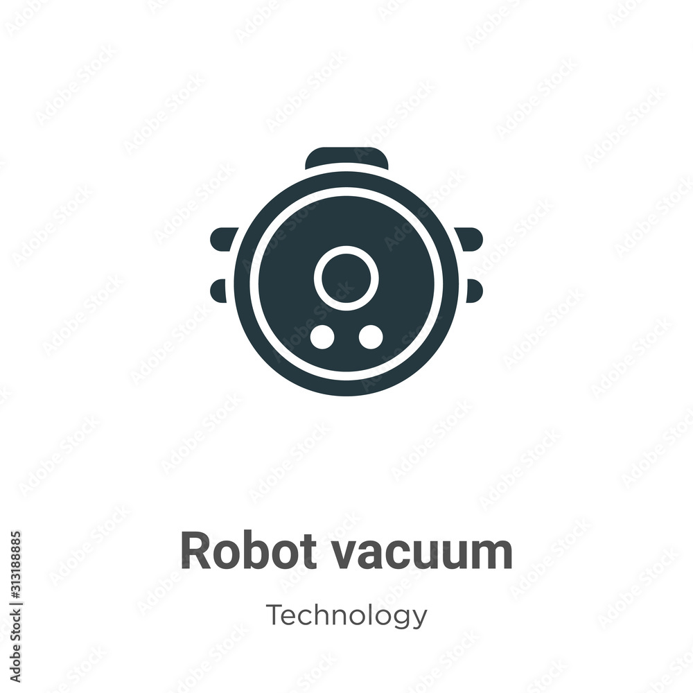 Robot vacuum glyph icon vector on white background. Flat vector robot ...