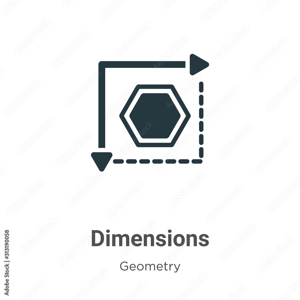 Dimensions glyph icon vector on white background. Flat vector ...