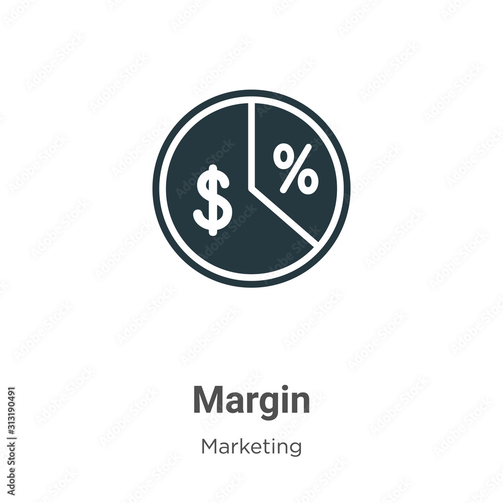 Margin glyph icon vector on white background. Flat vector margin icon ...