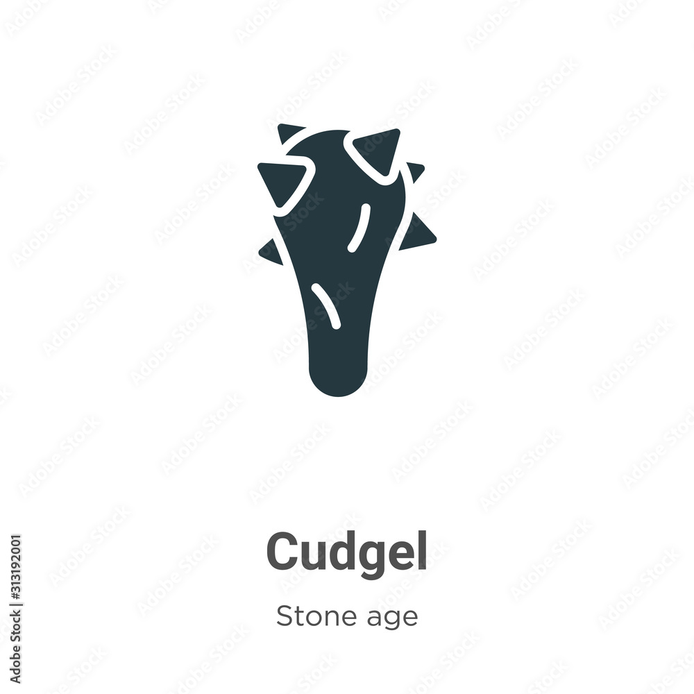 Cudgel glyph icon vector on white background. Flat vector cudgel icon symbol sign from modern ...