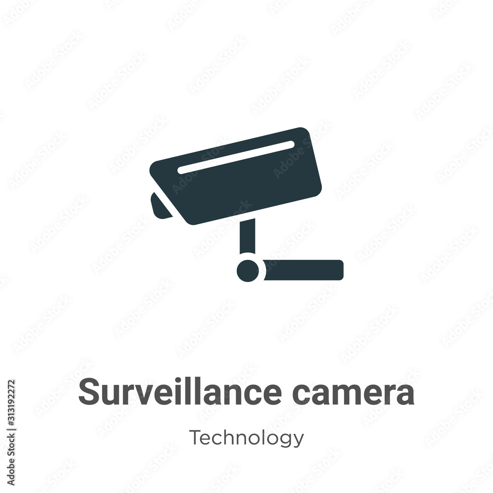 Surveillance camera glyph icon vector on white background. Flat vector ...
