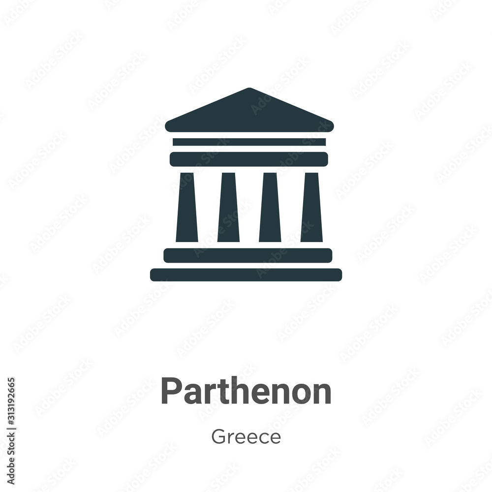Parthenon glyph icon vector on white background. Flat vector parthenon icon symbol sign from ...