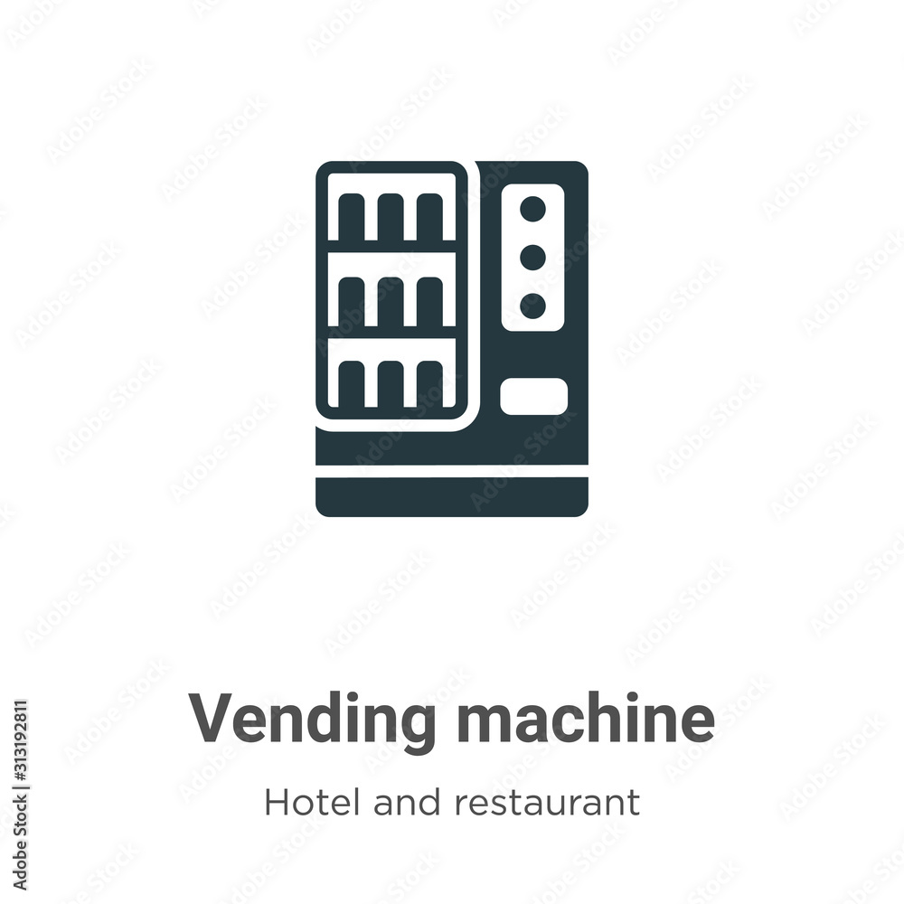 Vending machine glyph icon vector on white background. Flat vector ...