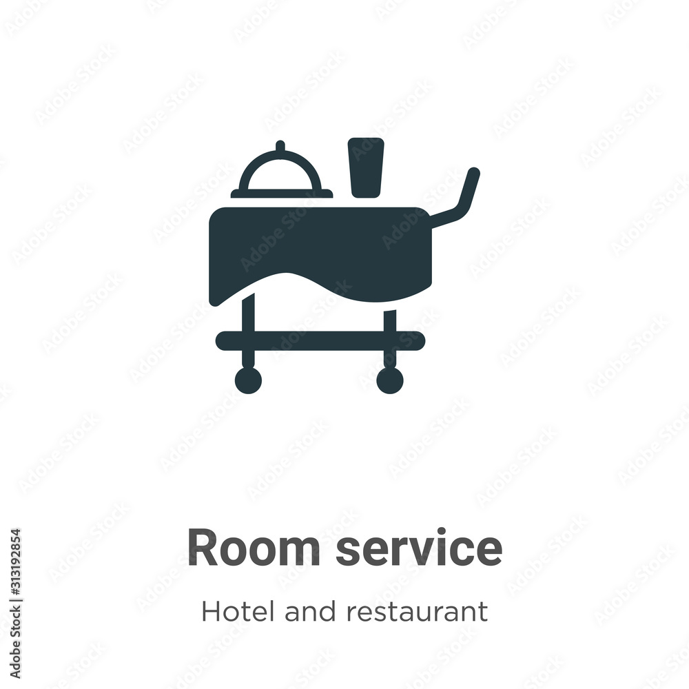 Room service glyph icon vector on white background. Flat vector room ...