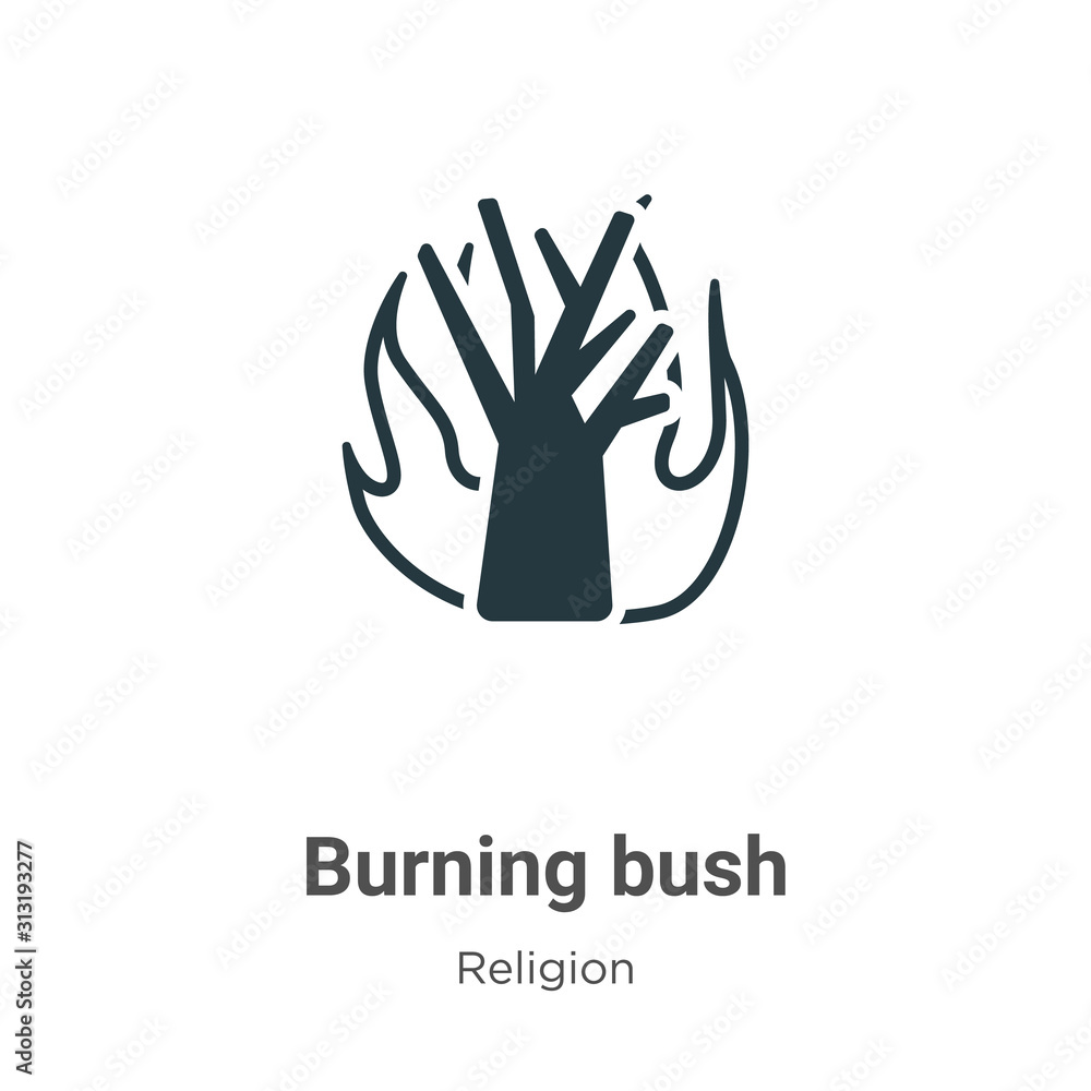 Burning bush glyph icon vector on white background. Flat vector burning ...