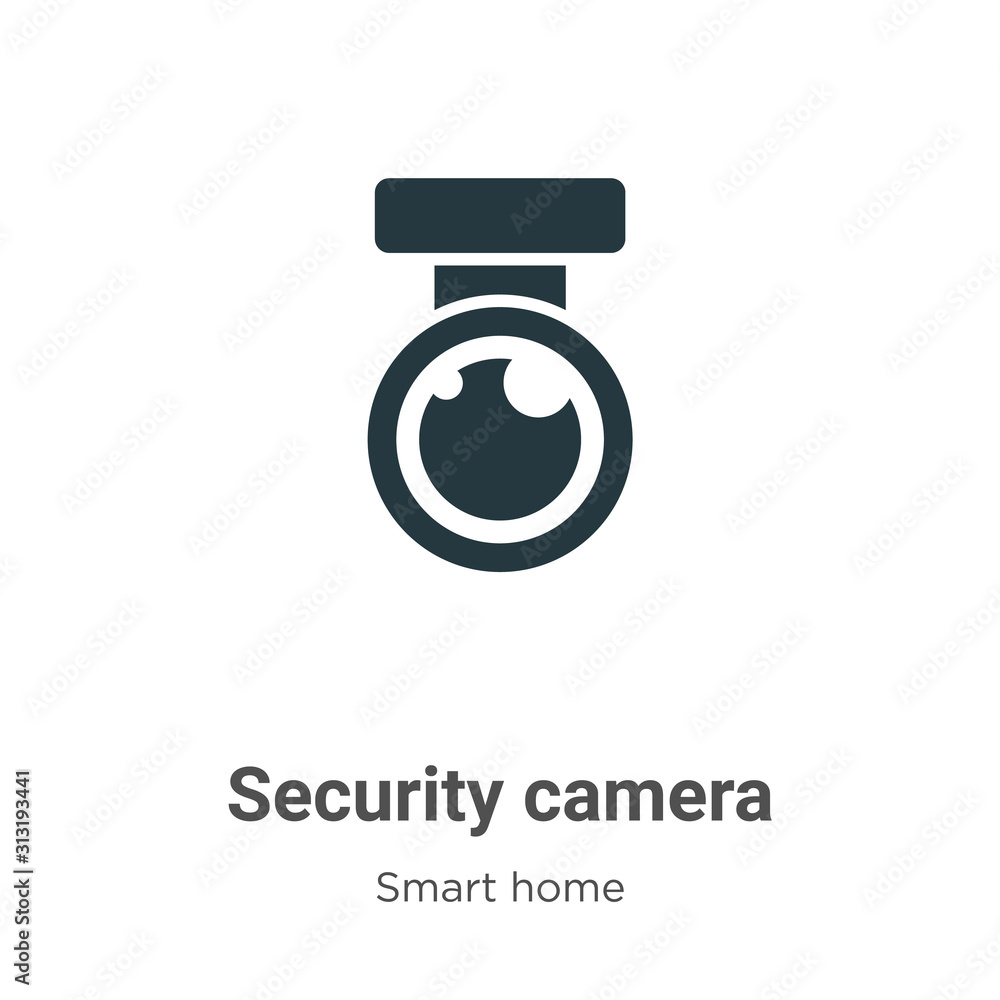 Security camera glyph icon vector on white background. Flat vector ...