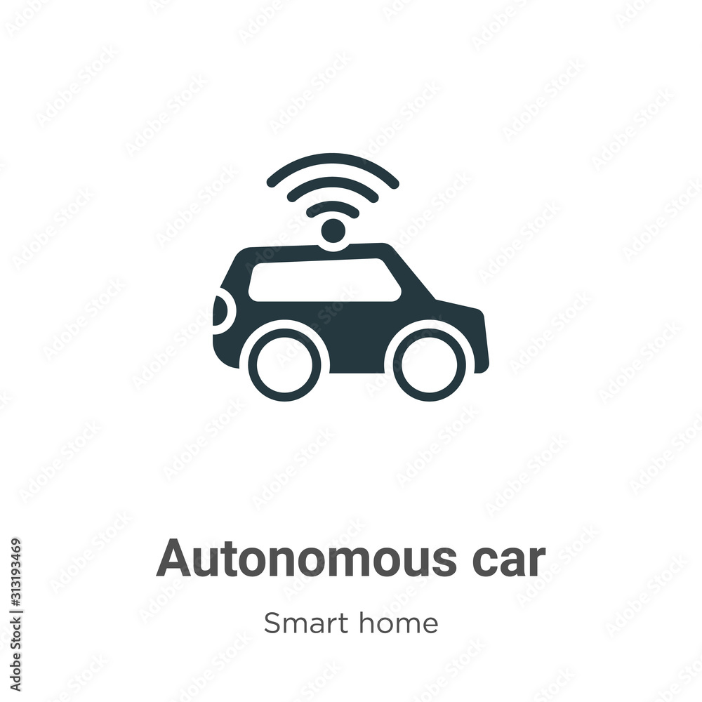 Autonomous car glyph icon vector on white background. Flat vector ...