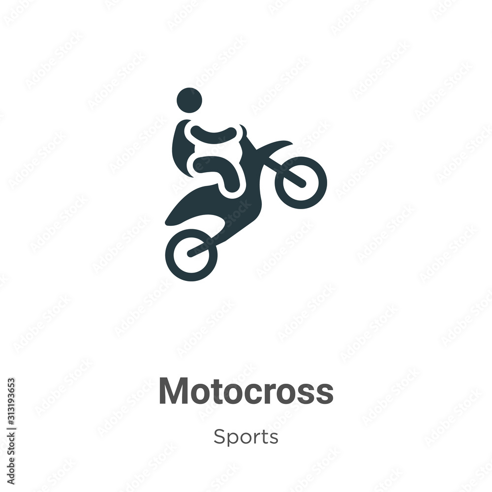 Motocross glyph icon vector on white background. Flat vector motocross ...