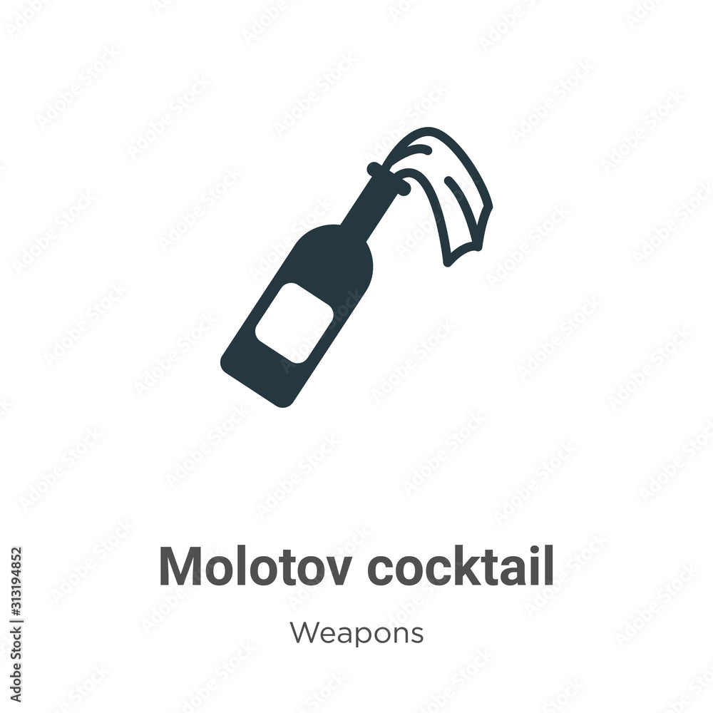 Molotov cocktail glyph icon vector on white background. Flat vector ...