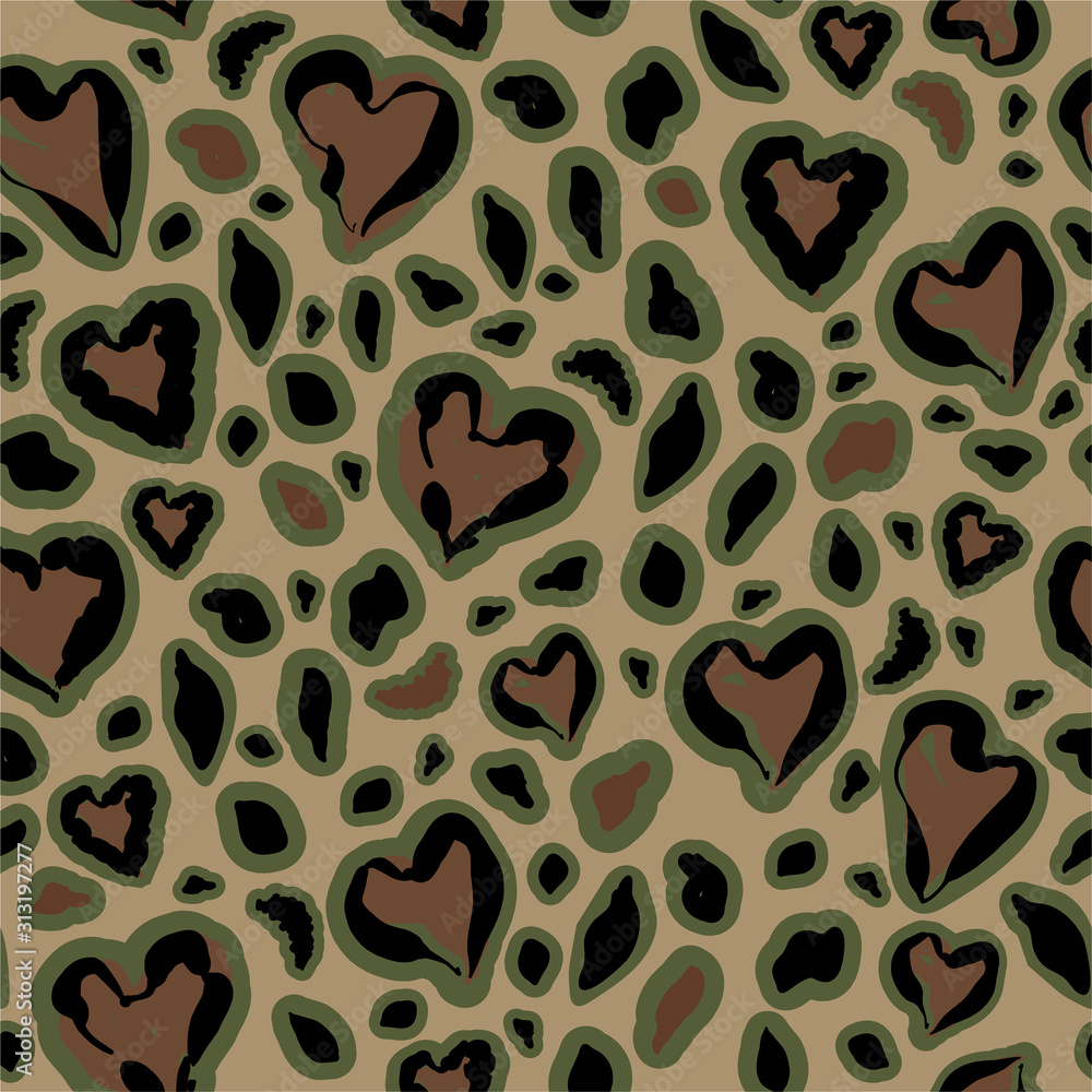 Leopard Heart Pattern Wallpaper