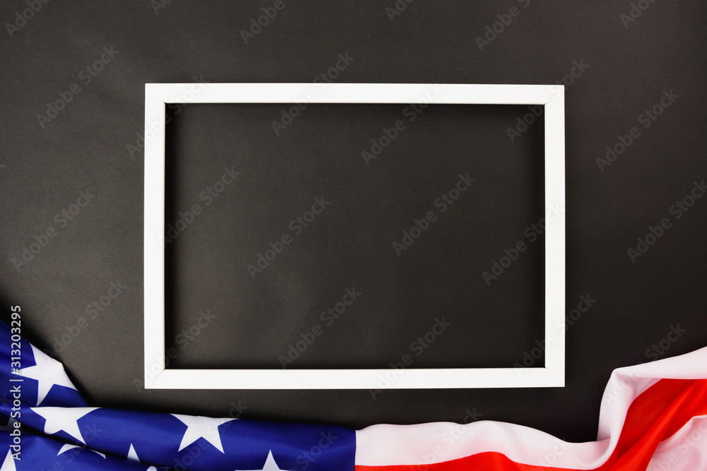 Martin luther king day, flat lay top view, American flag and photo ...