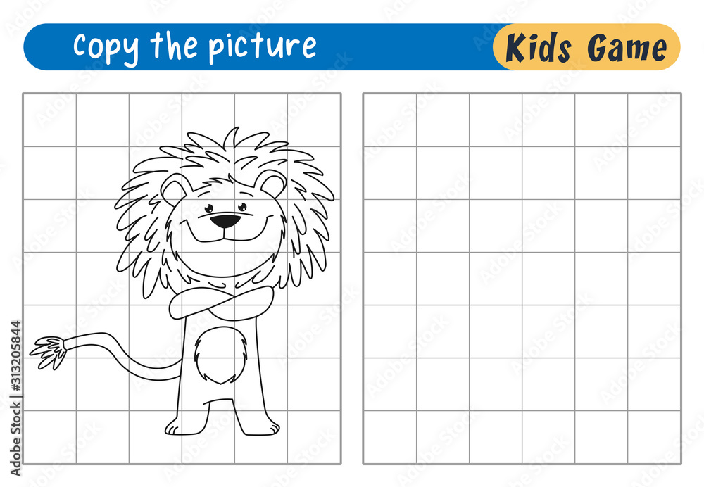 Copy the picture. Funny cartoon game for kids. Vector illustration with ...