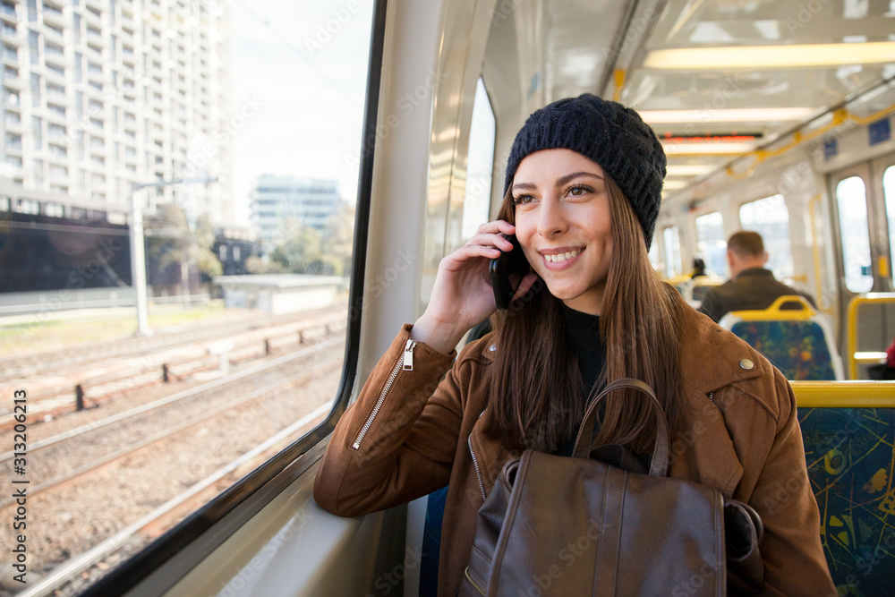 Female Commuter on the Train Stock Photo | Adobe Stock