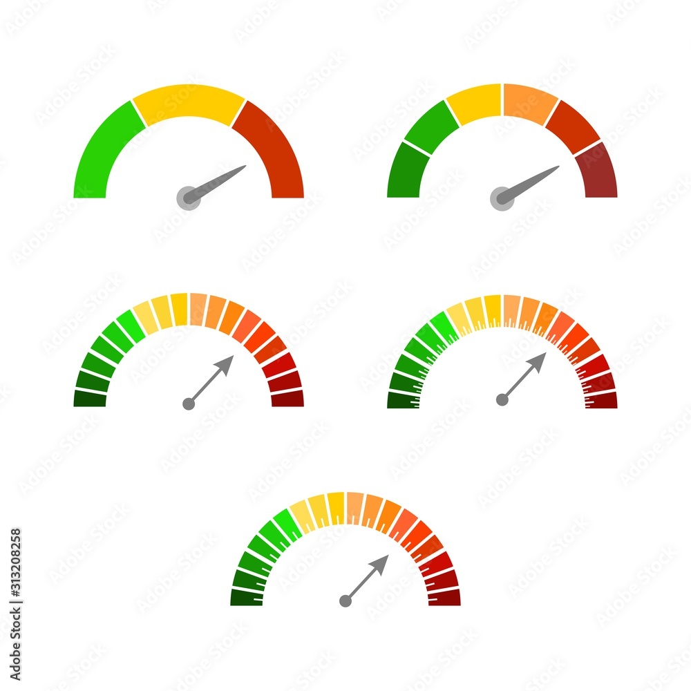Color scale with arrow from red to green. The measuring device icons ...