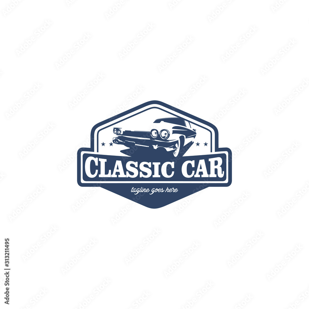 Classic car logo template, service car repair, car restoration and car ...
