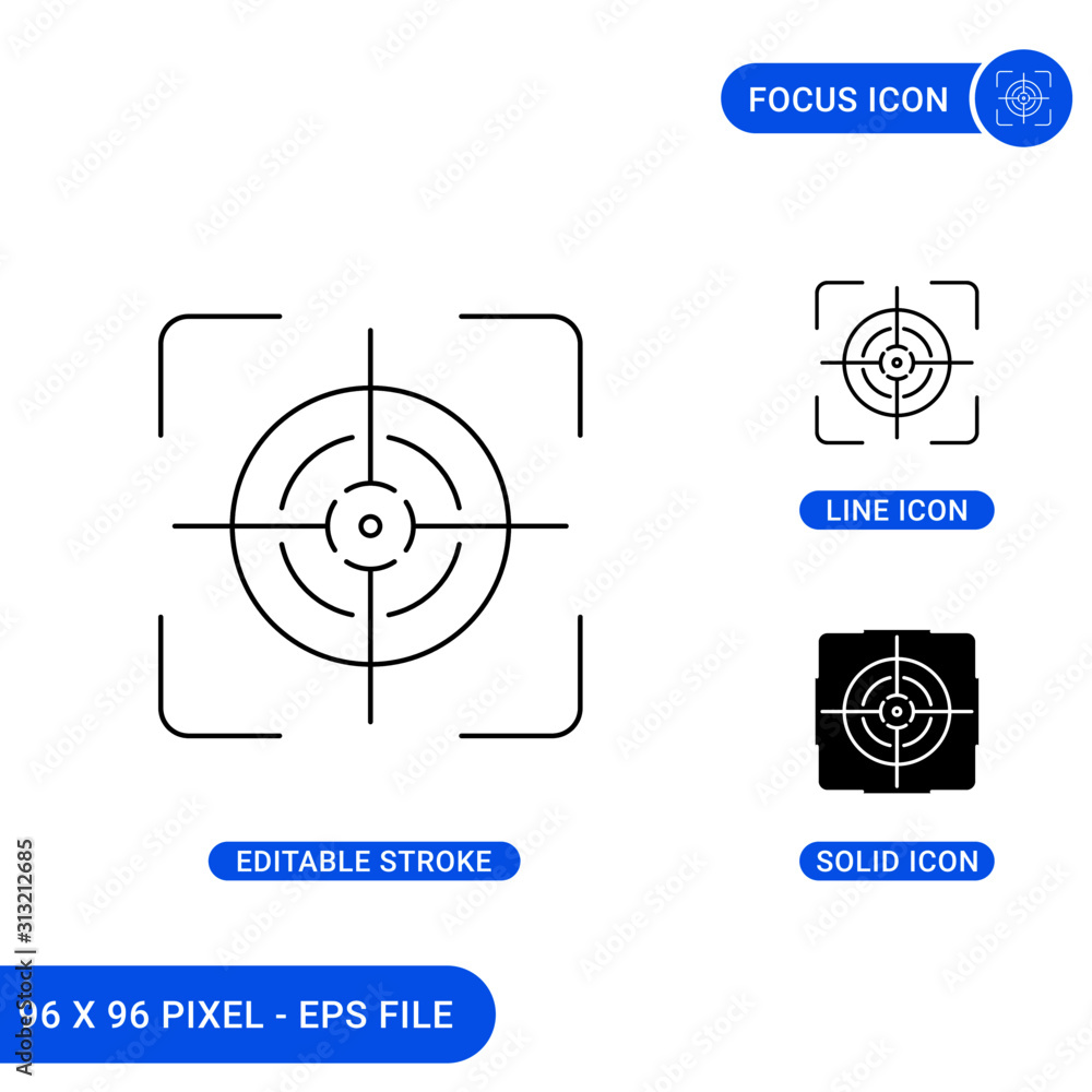 Focus icons set vector illustration with solid icon line style ...