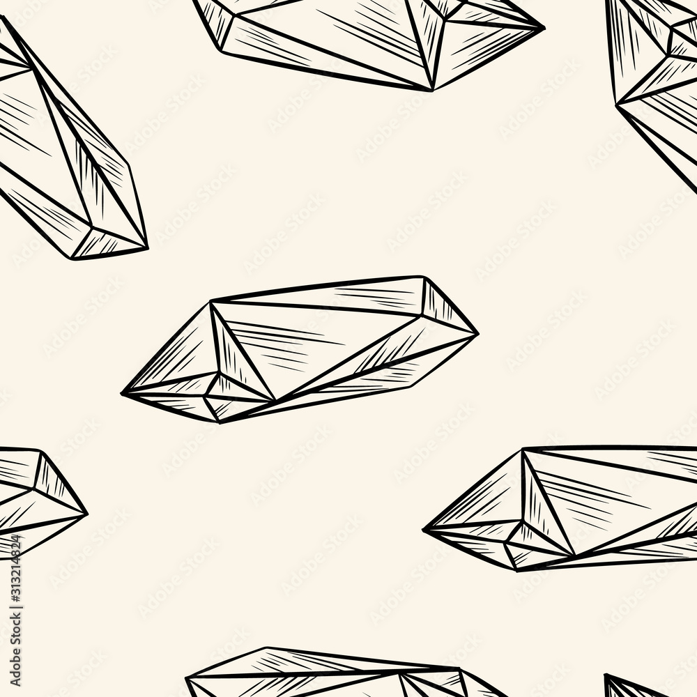 Crystal doodle seamless pattern. Cute cartoon media highlights graphic ...