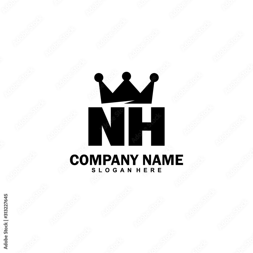 LETTER NH INITIAL WITH CROWN TEMPLATE LOGO Stock Vector | Adobe Stock
