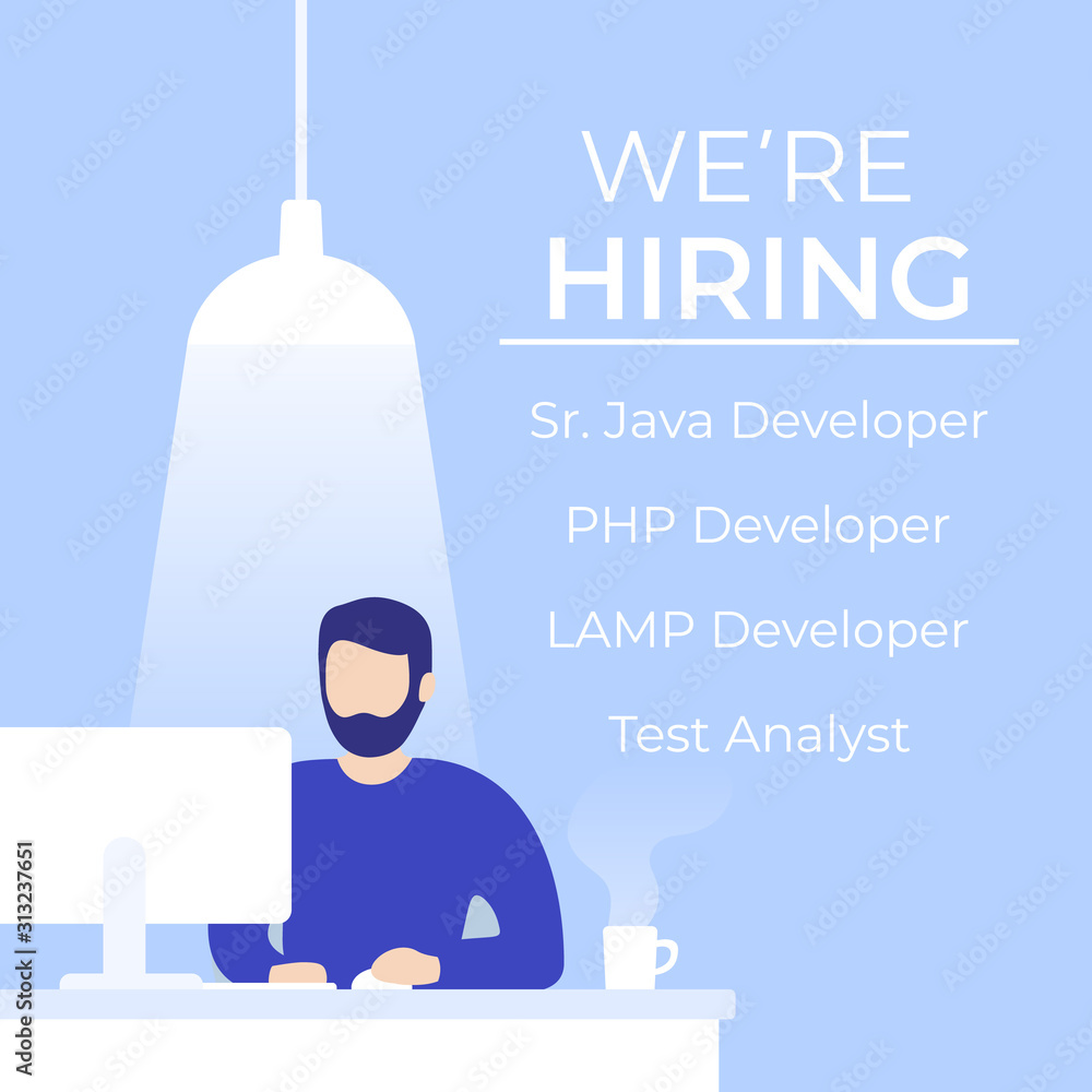 We are hiring software developers, vector banner design Stock Vector ...