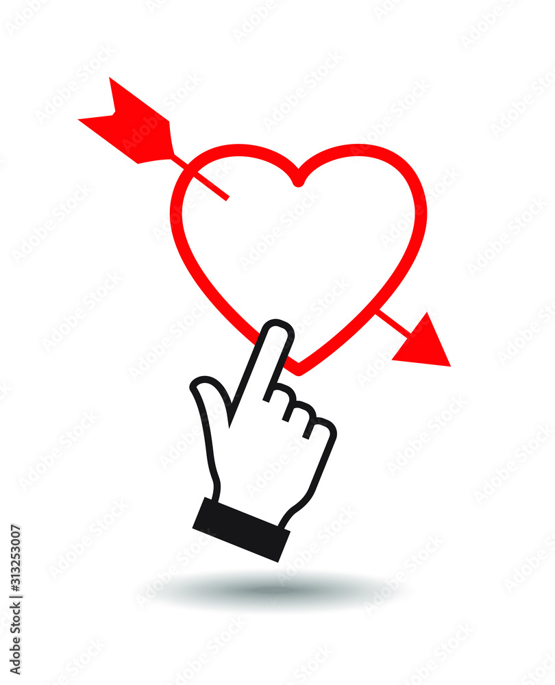 Hand cursors heart. The file is saved in the version AI10 EPS. Stock ...