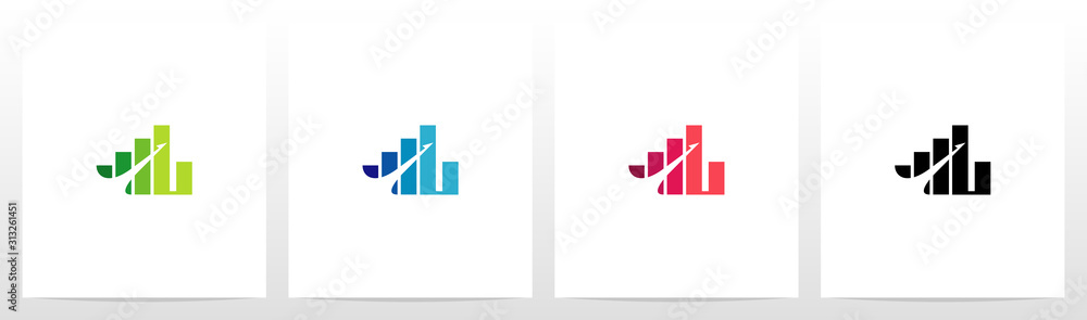 Bar Chart On Letter Logo Design L Stock Vector | Adobe Stock