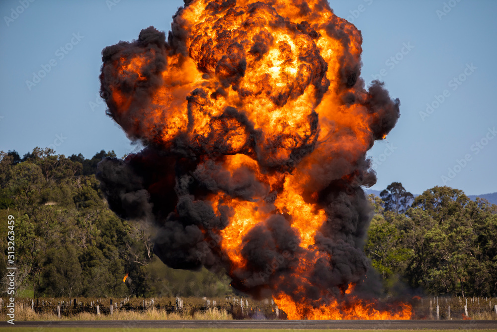 Explosion fire crash diesel bomb Stock Photo | Adobe Stock