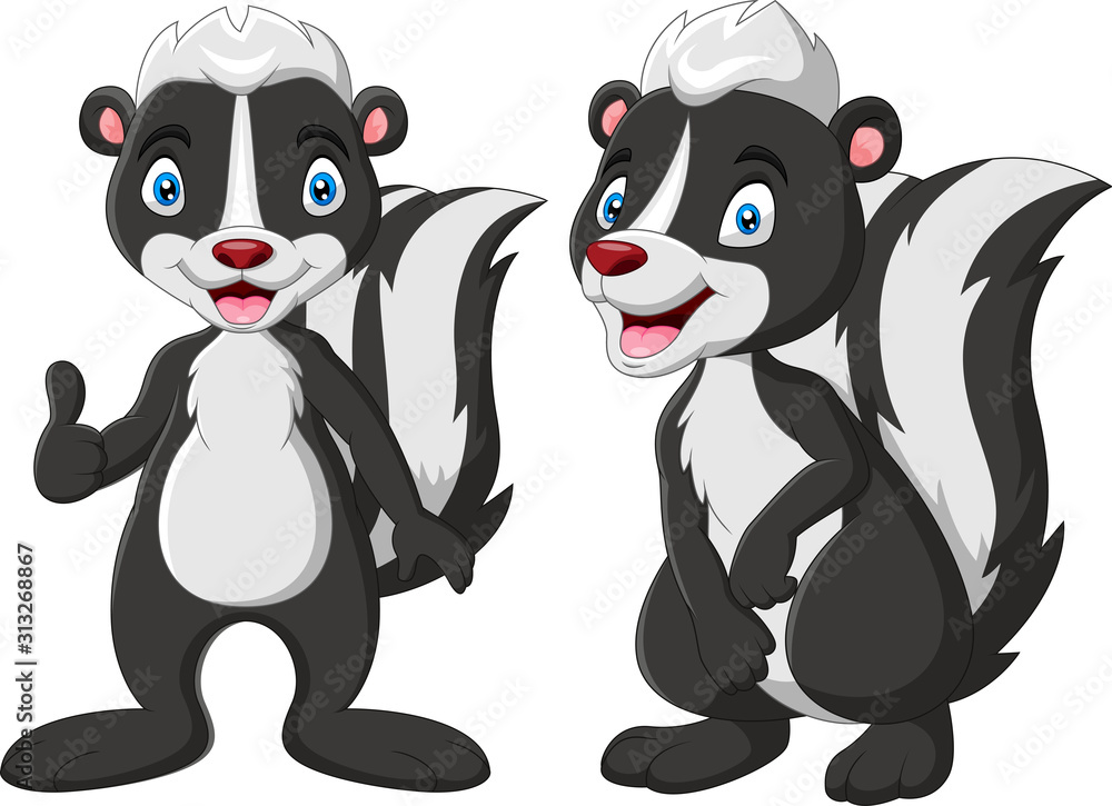 Cartoon funny skunk a smile Stock Vector | Adobe Stock