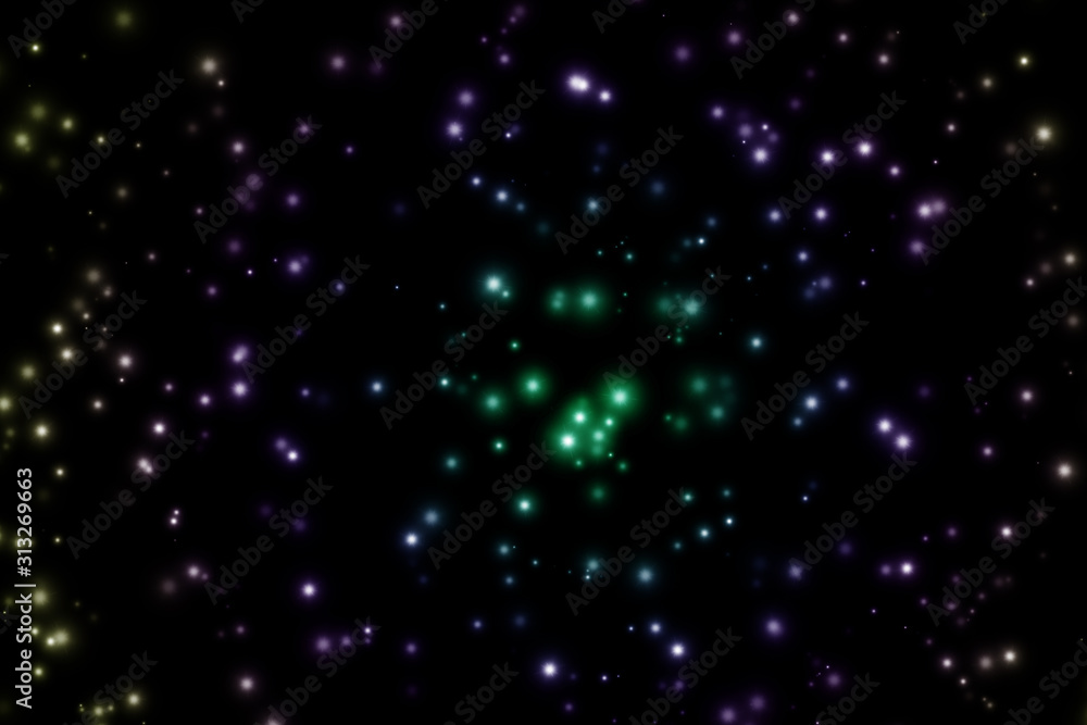 Fondo negro con estrellas y galaxias. Stock Illustration | Adobe Stock