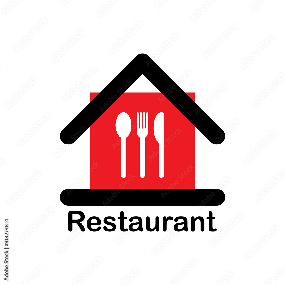 restaurant logo and symbol with the shape of the house with the ...