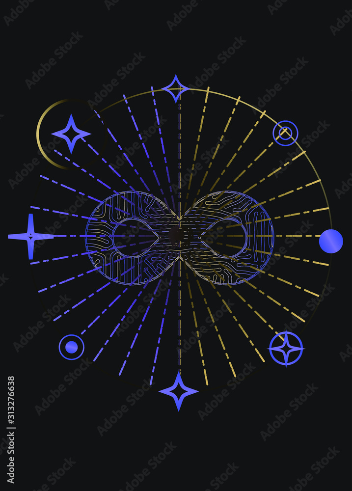 Occult Hermetic illustration of magic infinity symbol with circle of ...