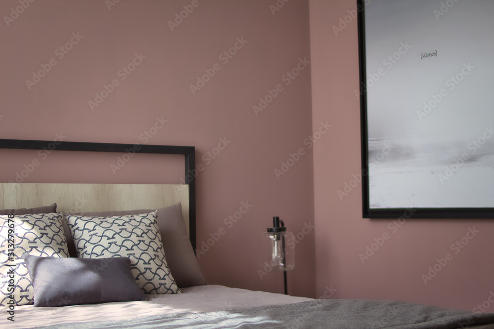 Diseño de interiores de recamara en color rosa Stock Photo | Adobe Stock