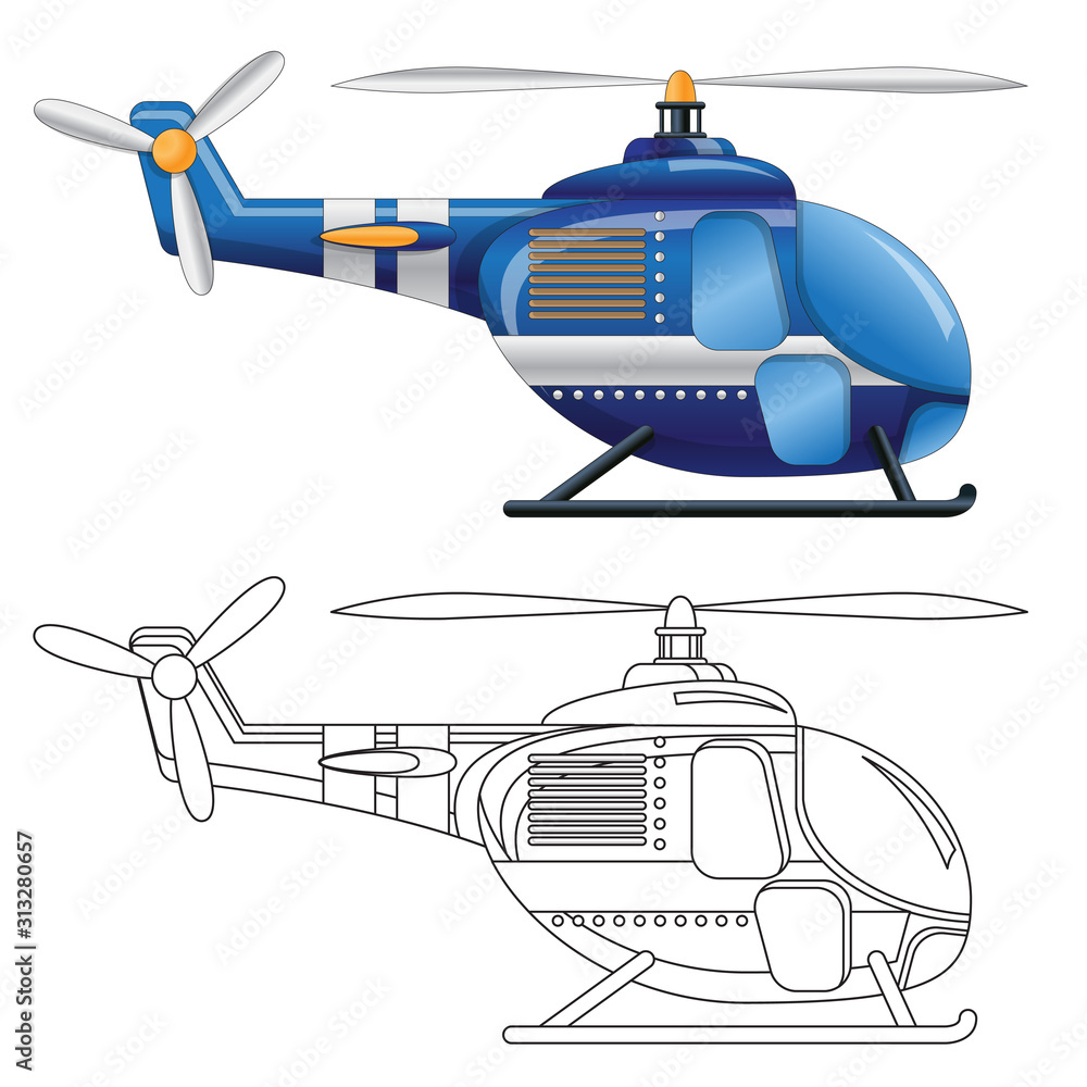 Helicopter. Side view. Isolated on white background. Vector ...