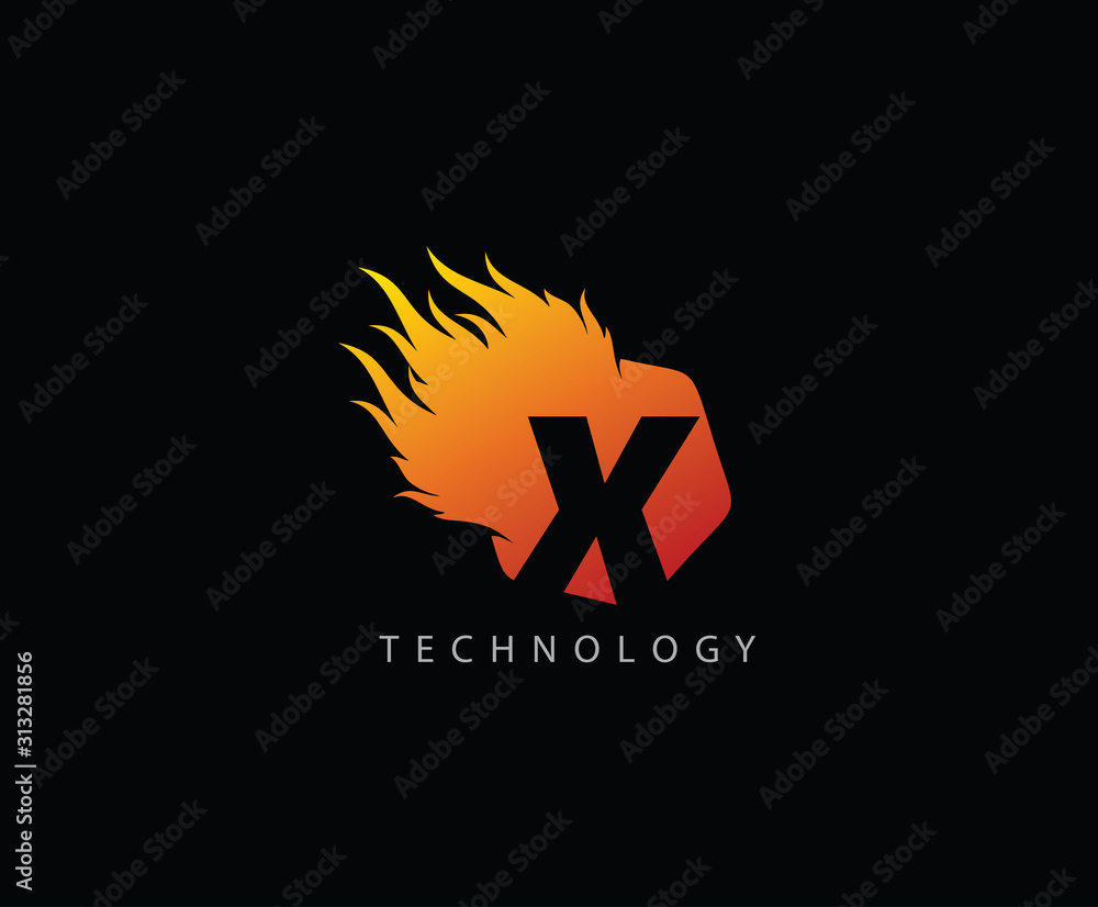 Fire Flame X Letter Hexa Logo Icon Stock Vector | Adobe Stock