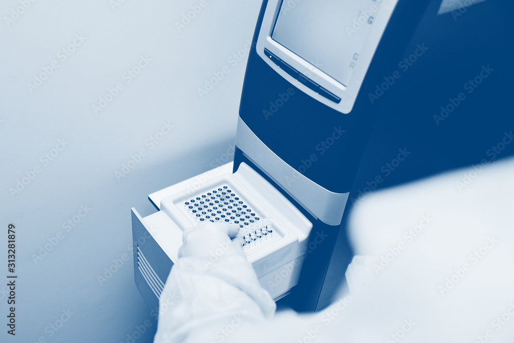 apparatus for DNA assays in a diagnostic laboratory Stock Photo | Adobe ...