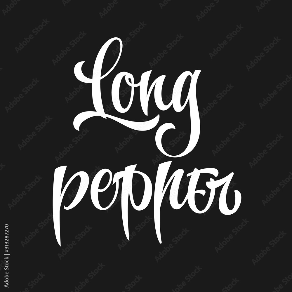 Long pepper - white colored hand drawn spice label. Isolated ...