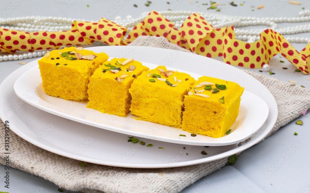 Indian Special Traditional Sweet Food Soan Papdi Also Know as Son Roll ...