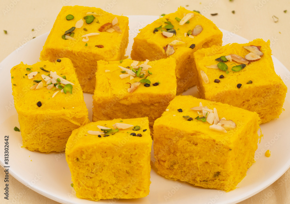 Indian Special Traditional Sweet Food Soan Papdi Also Know as Son Roll ...