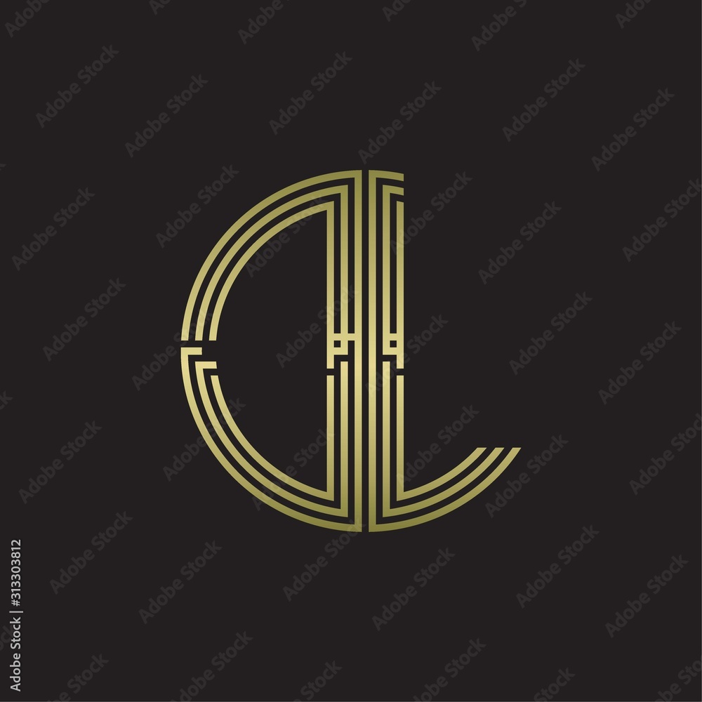 DL Logo monogram triple ribbon style line design template isolated with ...
