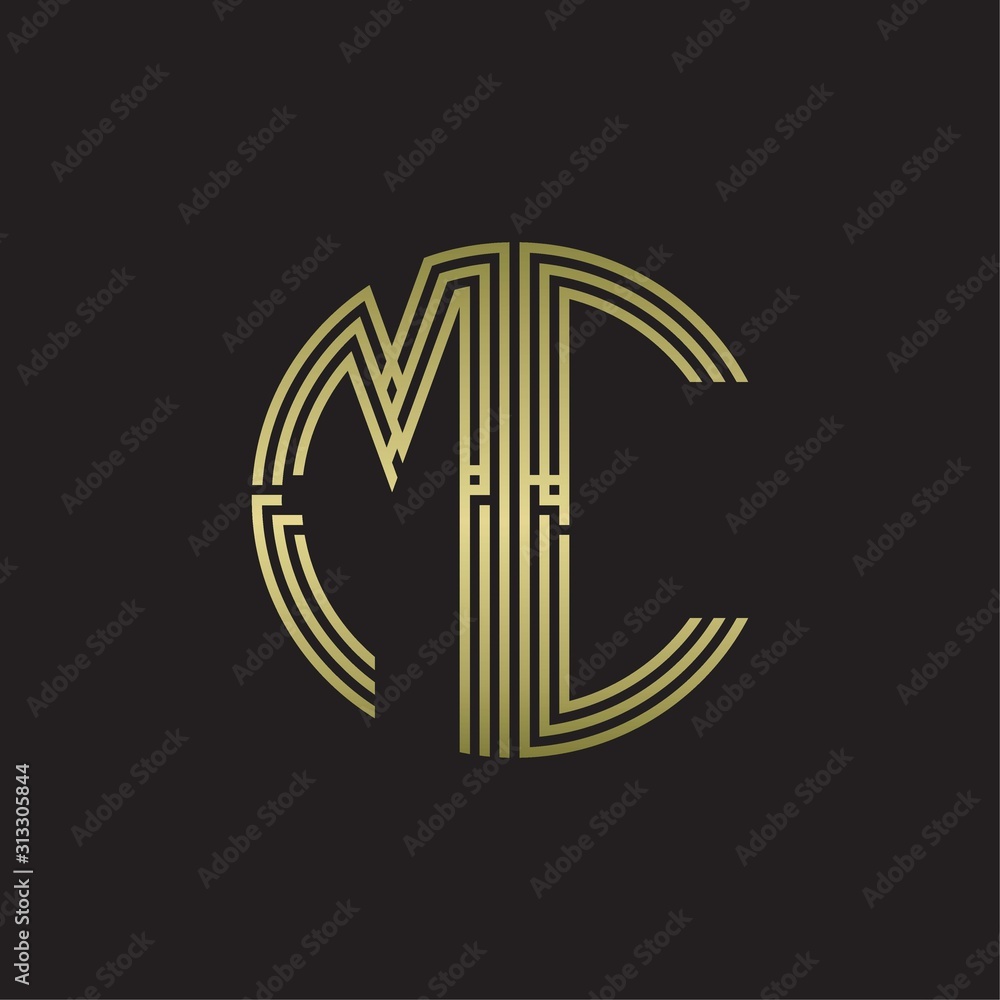 MC Logo monogram triple ribbon style line design template isolated with ...
