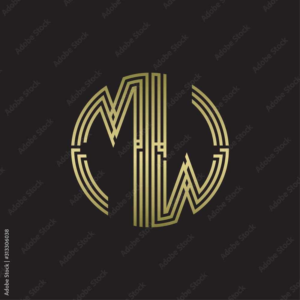 MW Logo monogram triple ribbon style line design template isolated with ...