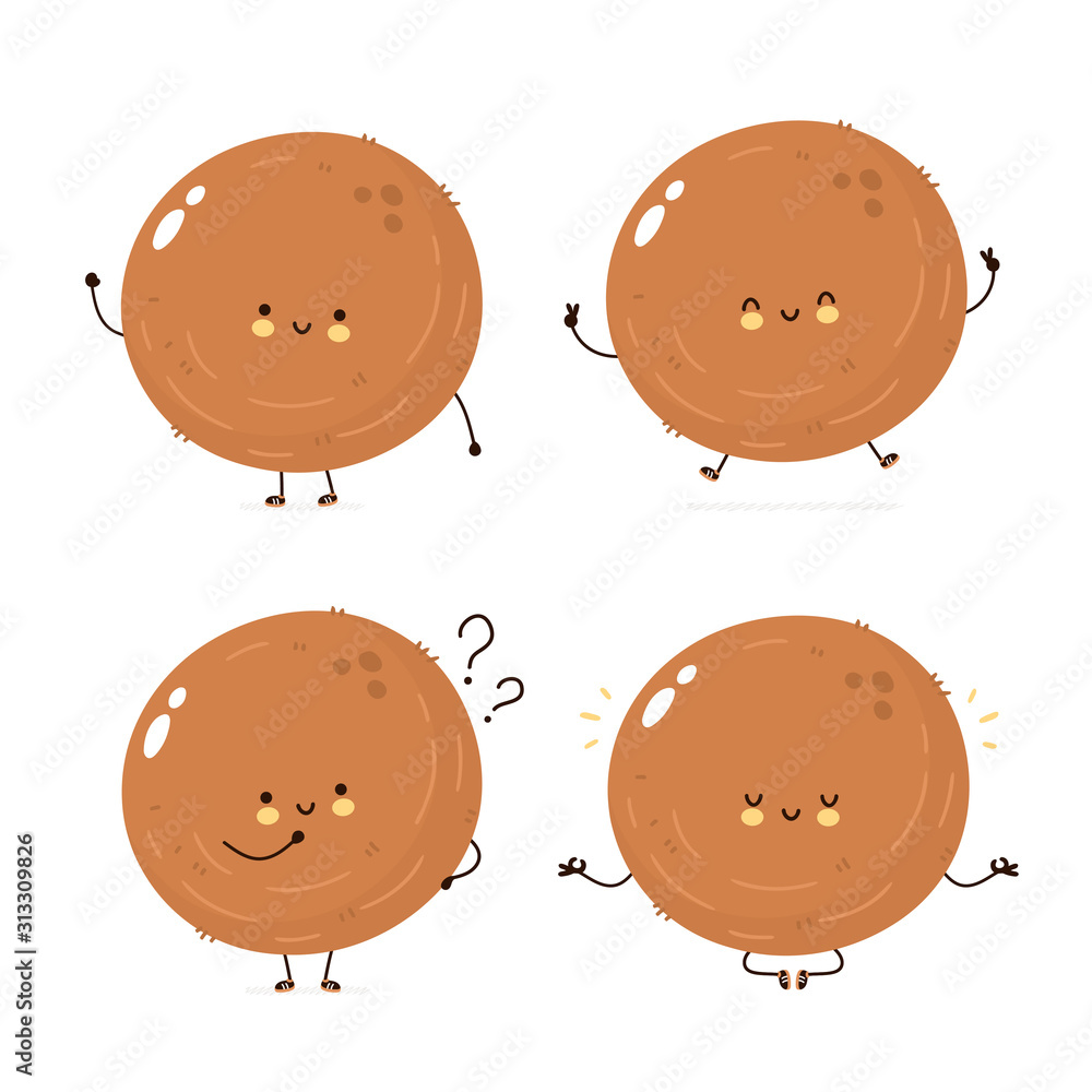 Cute happy coconut character set collection Stock Vector | Adobe Stock