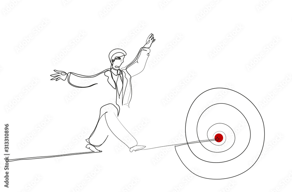 One continuous line drawing of walking on the arrow. Simple line art ...