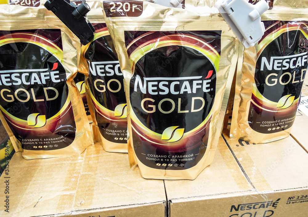 Nescafe Gold coffee packages on the shelf Stock Photo | Adobe Stock