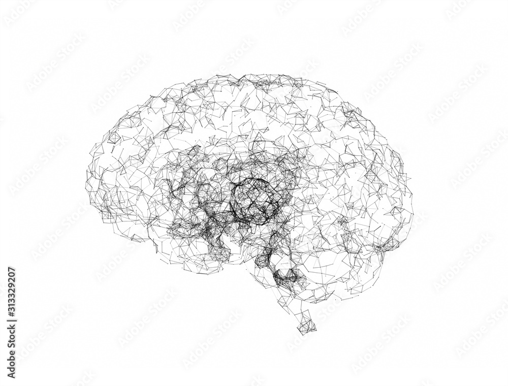 Brain shape network. Neural network big data. Concept of artificial ...