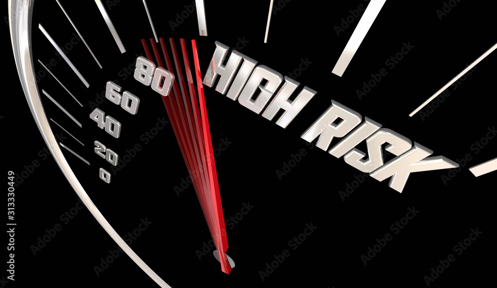 High Risk Warning Danger Sign Level Gauge Speedometer 3d Illustration ...