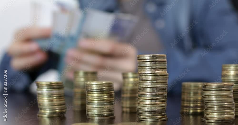 Counting money. Shallow depth of focus footage of counting money ...