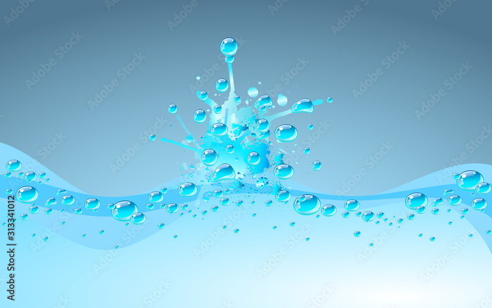 Water wave background with splash. Blue color background. Stock Vector ...