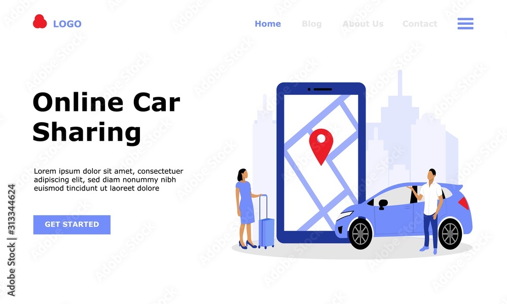 Online Car Sharing Vector Illustration Concept , Suitable for web landing page, ui, mobile app ...