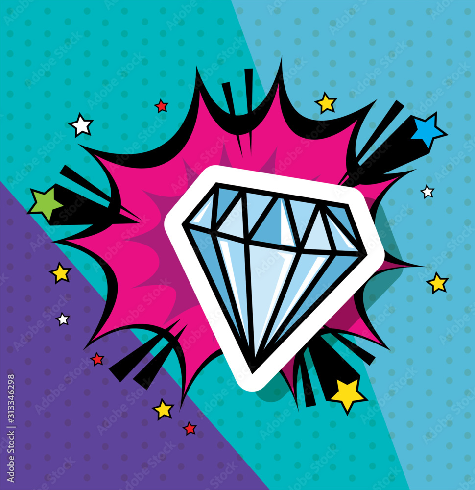 diamond with explosion pop art style design Stock Vector | Adobe Stock